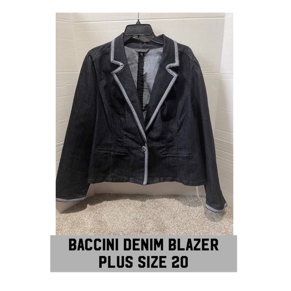 Baccini | Jackets & Coats | Baccini Dark Blue Denim One Button Blazer ...